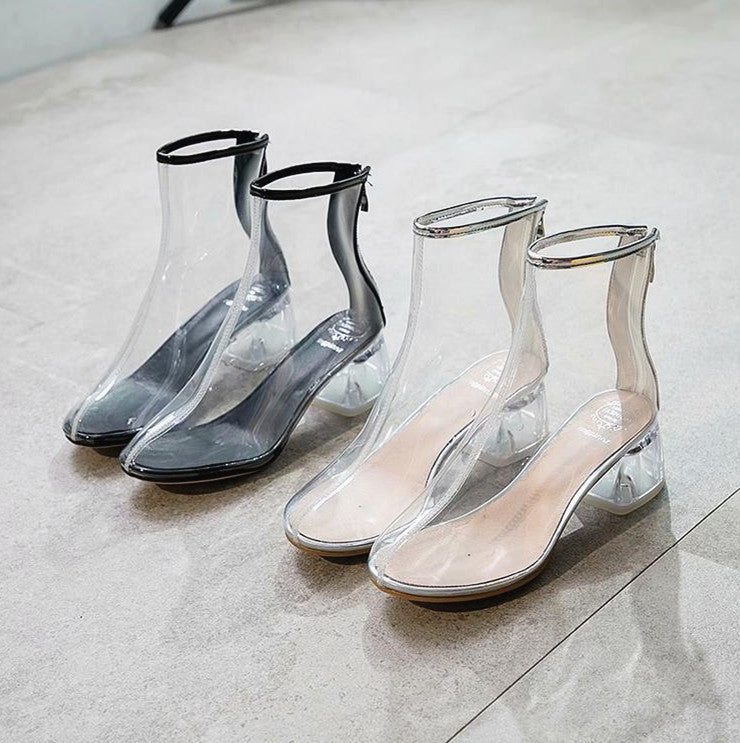 Fashion High-heeled Transparent Rubber Shoes PN1854 – Pennycrafts