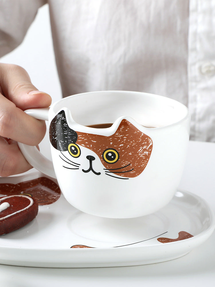 Cute Cat Ceramic Cup And Dish PN2778 – Pennycrafts